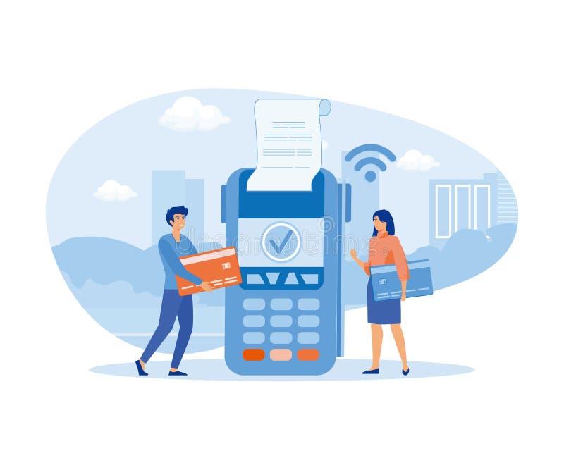 Payment Methods Concept. People Paying with Credit Card Stock Vector ...