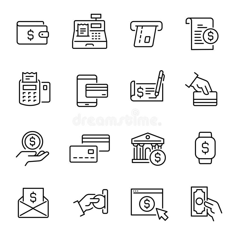 Set Icons Cash Transactions Stock Illustrations – 241 Set Icons Cash ...
