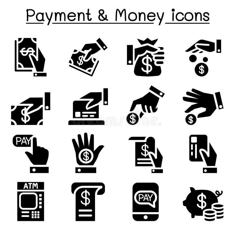 Payment & Money Icon Set Stock Illustration - Illustration of abstract ...