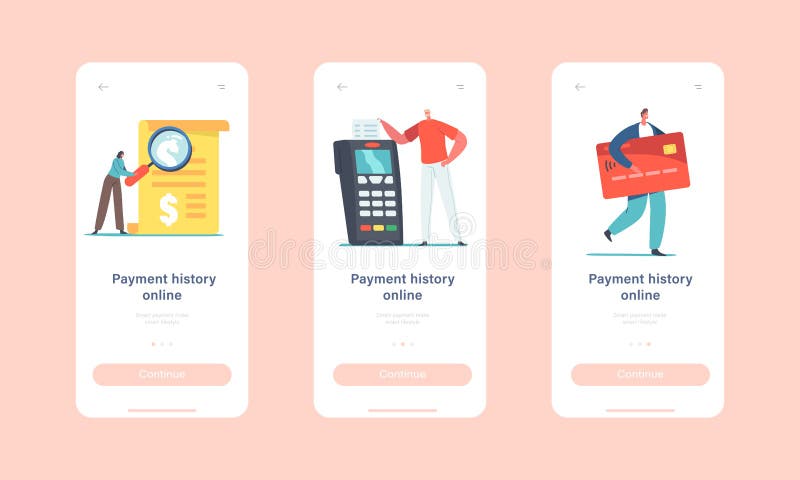 Payment Online History Mobile App Page Onboard Screen Template. Tiny ...