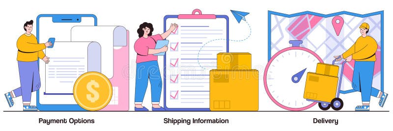 Payment Options, Shipping Information, Delivery Concept with People ...