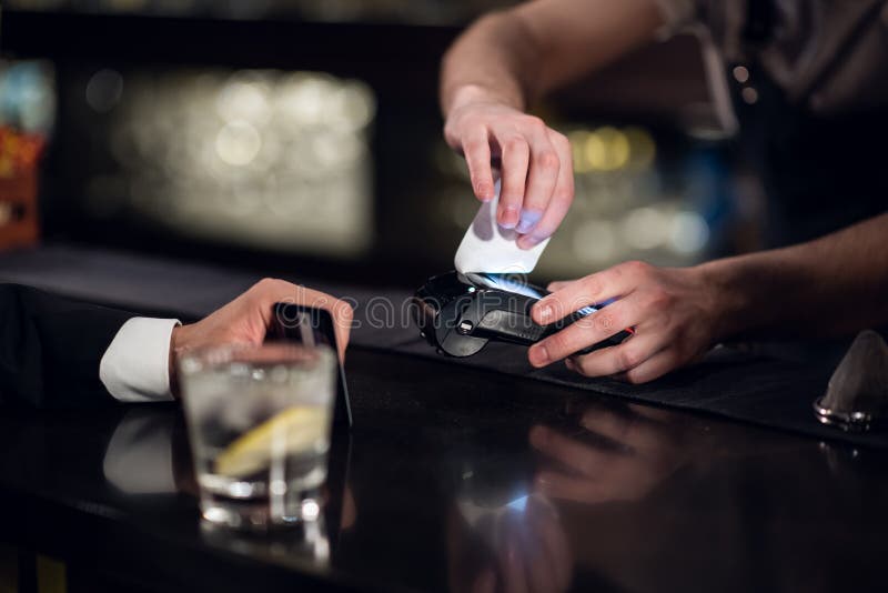Payment for an Order in a Bar Using a Non-cash Payment Method Stock ...