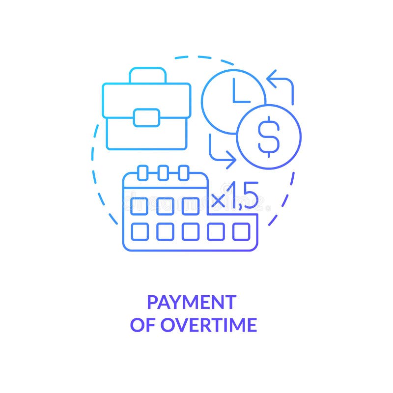Payment of Overtime Blue Gradient Concept Icon Stock Vector - Illustration of pictogram, outline ...