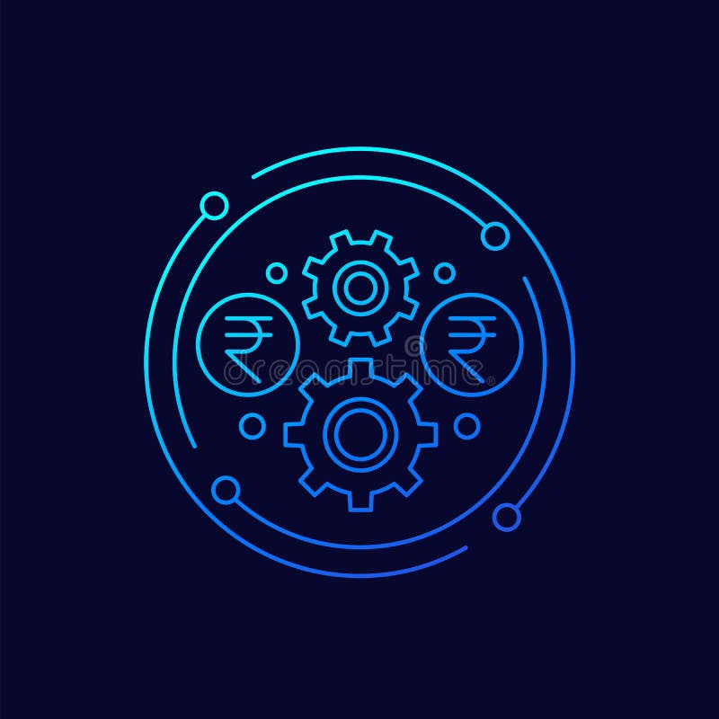 Payment Processing Icon with Rupee, Line Design Stock Vector ...