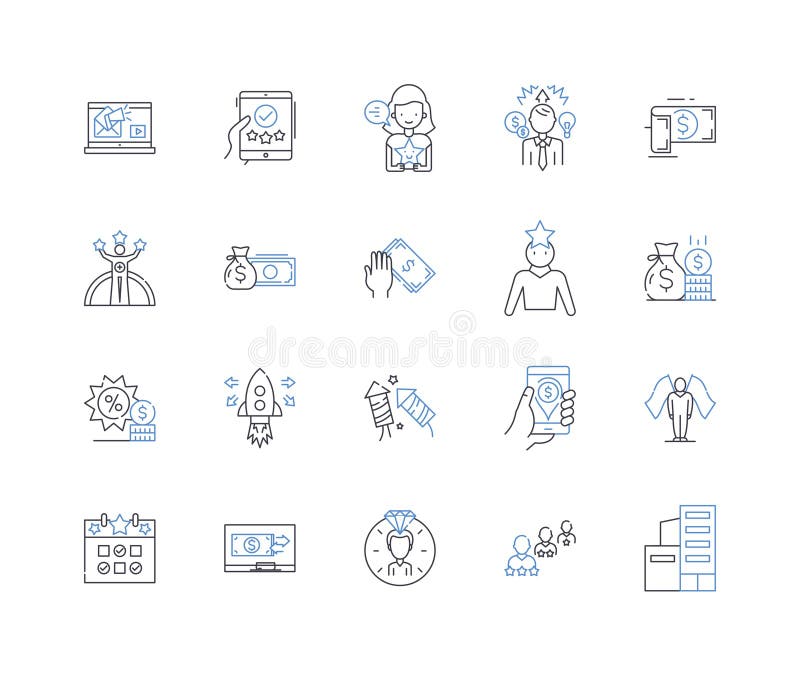 Payment Processing Line Icons Collection. Transaction, Authorization ...
