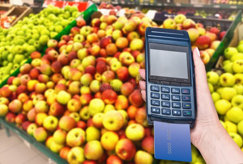 Payment purchase fruit. stock image. Image of reader - 173125813