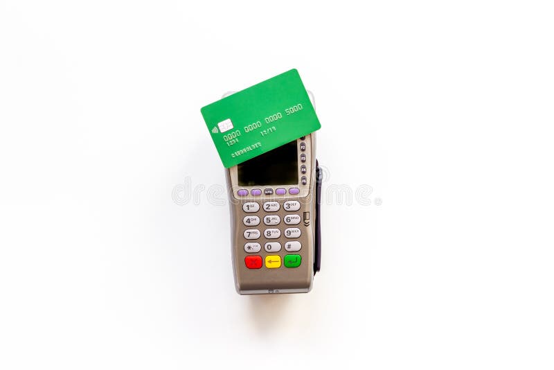 Payment for Purchases with Credit Card. Payment Pos Terminal Top View ...