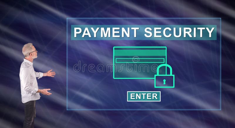 A Payment Security Concept Explained by a Businessman on a Wall Screen ...
