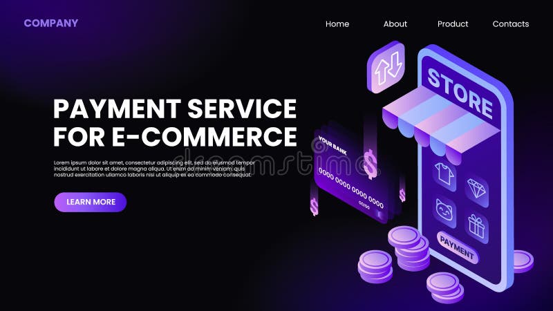 Payment Service for E-Commerce. Landing Page Template for Website Stock ...