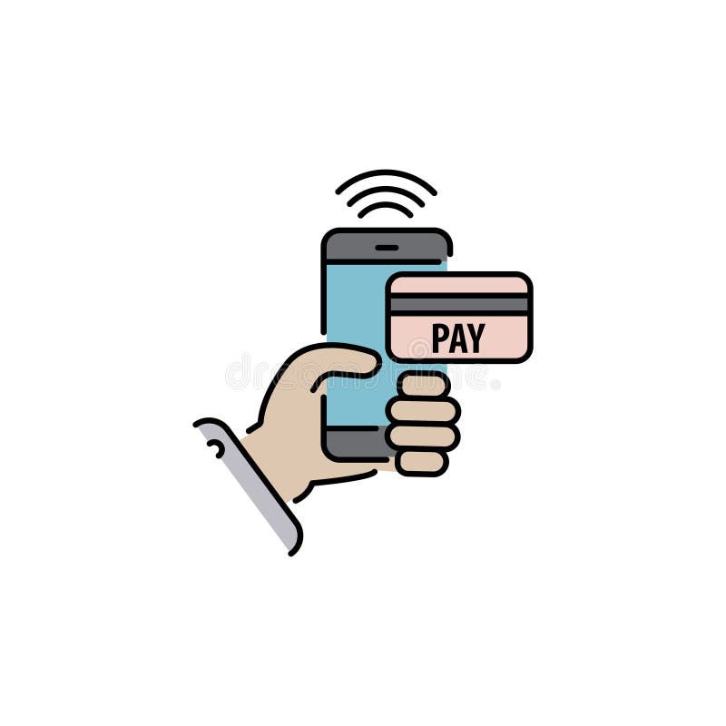 Payment with Smartphone Color Vector Icon, Online Mobile Payment Sign ...
