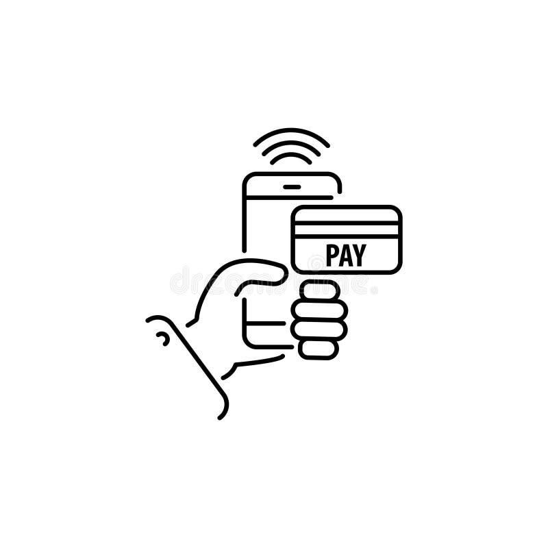 Payment with Smartphone Line, Linear Vector Icon, Online Mobile Payment Sign Stock Illustration ...