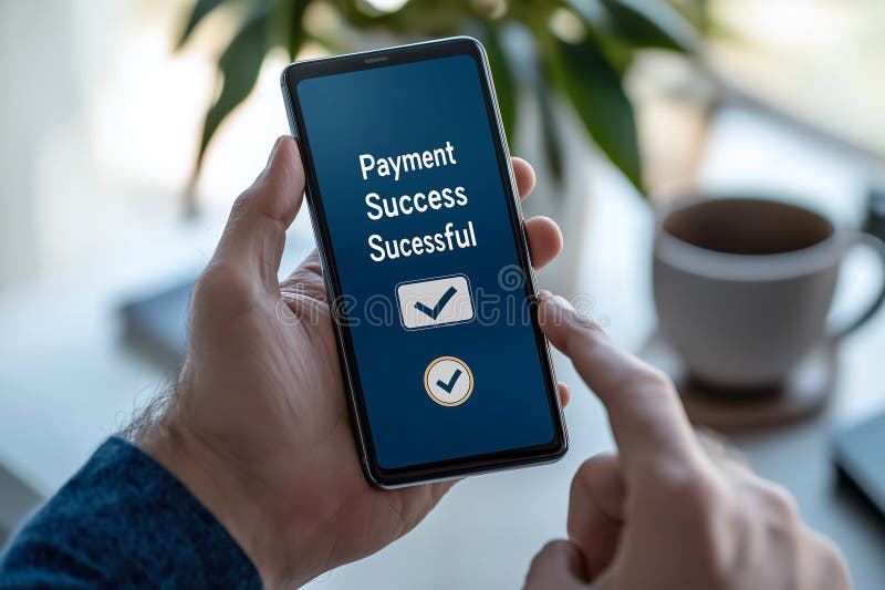 Payment Success Notification Displayed on Smartphone Screen with Hand ...