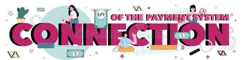 Payment System Connection Typographic Header. Online Store Payment ...