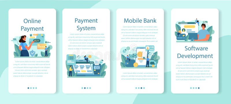 Payment System Mobile Application Banner Set. Website Payment System ...