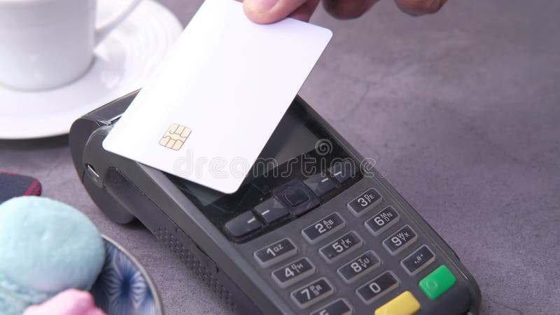 Payment Terminal Charging from a Card, Close Up Stock Footage - Video ...