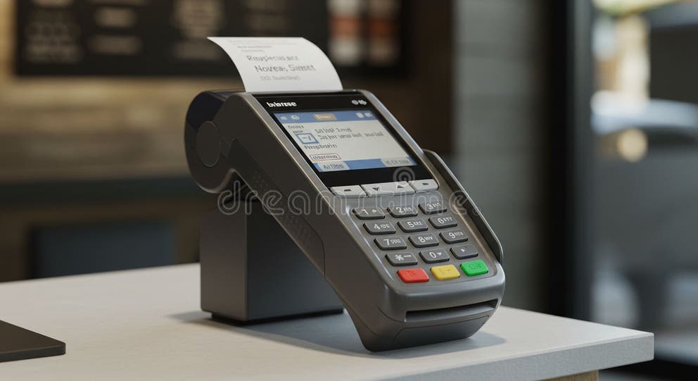 A Payment Terminal Device with a Touchscreen Display, Showing ...