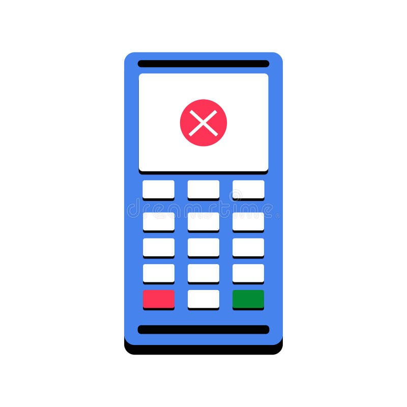 Payment Terminal with Error Message in Flat Vector Illustration ...