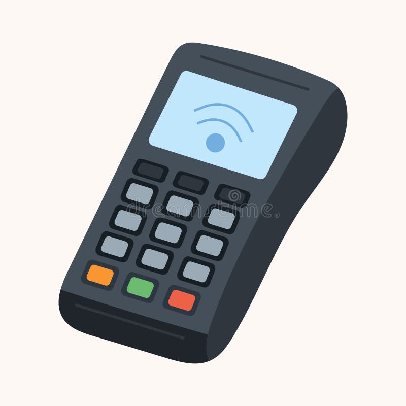 Payment Terminal Flat Vector Illustration of Modern POS Machine with ...