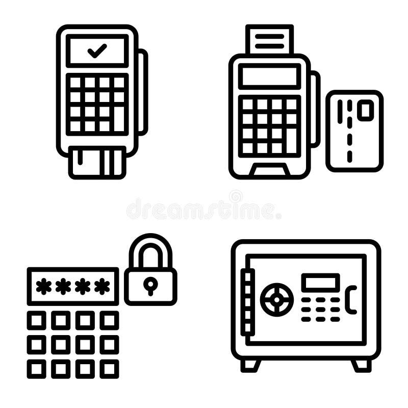 Payment Terminal Icon Set Payment Related Vector Stock Vector ...