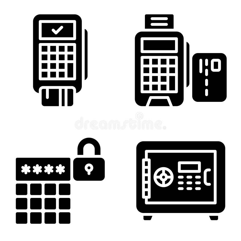 Payment Terminal Icon Set Payment Related Vector Stock Vector ...