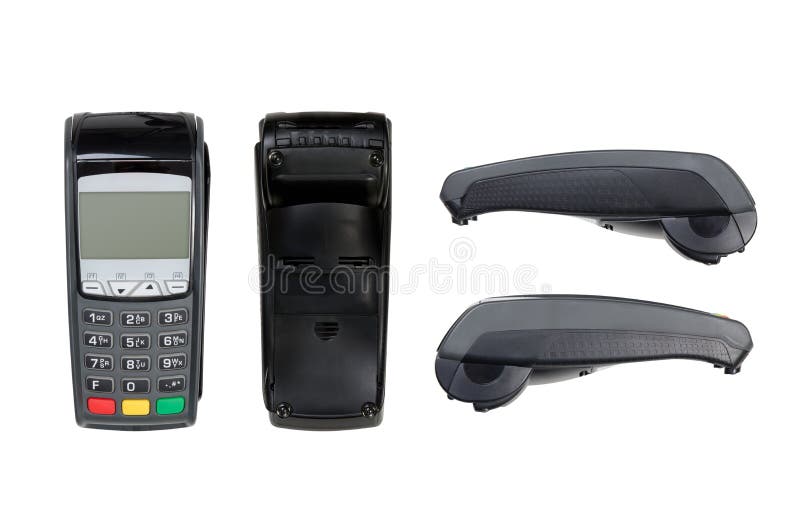 Payment Terminal Isolated on White. Top, Bottom, Sides, Texture Stock ...