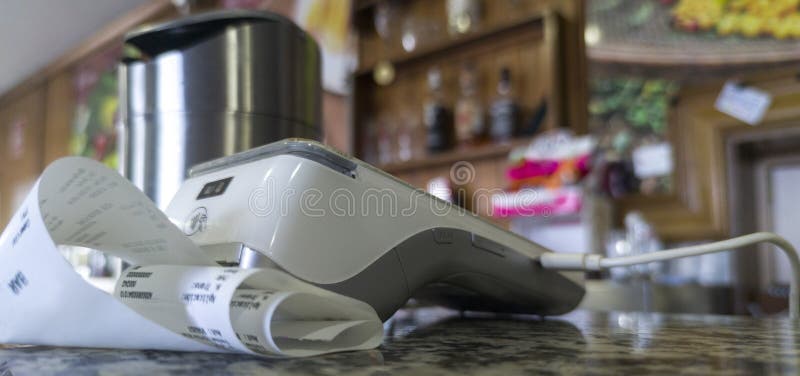 Payment Terminal Over Bar Counter Stock Photo - Image of cost, sector ...