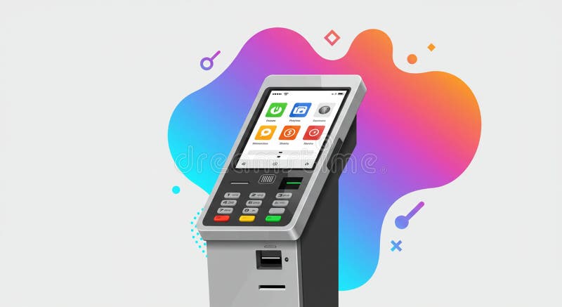 Payment Terminal with a Touchscreen Interface Displaying Various App ...
