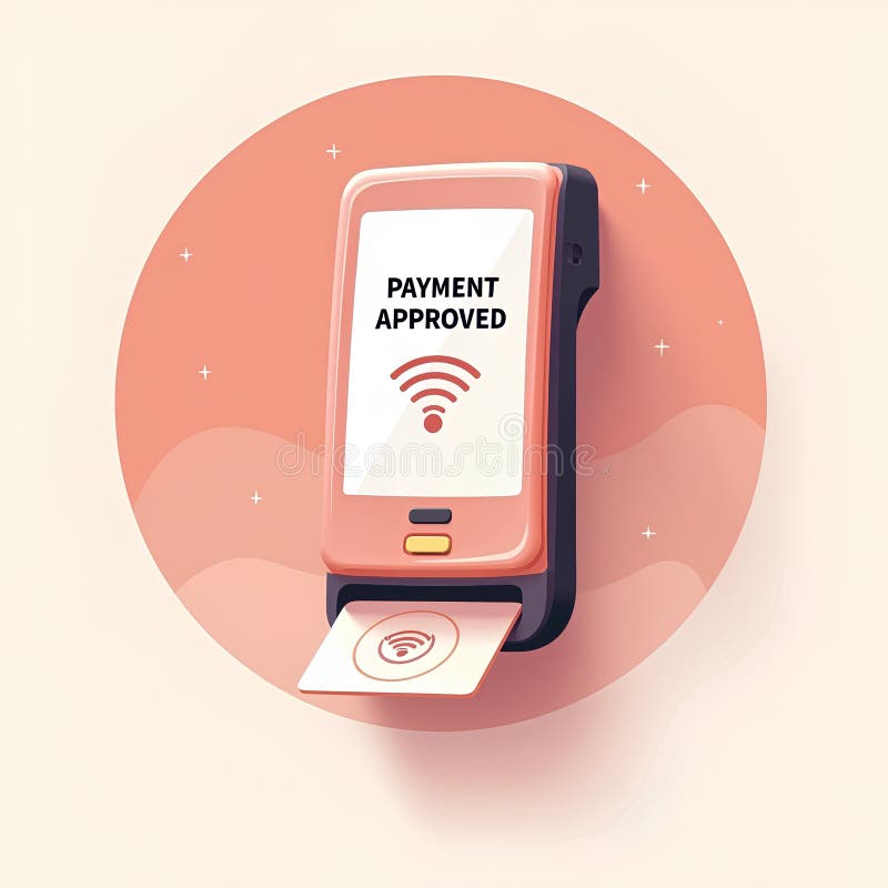 Payment Terminal Vector Illustration for Contactless Nfc Payments and Approved Transactions ...