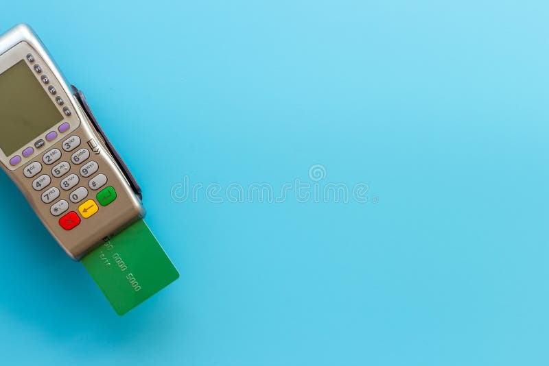 Payment Transactions with Credit Card by Pos Terminal. Top View Stock ...