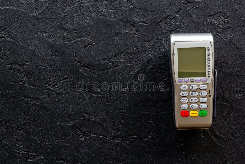 Payment Transactions with Pos Credit Card Terminal, Top View Stock ...