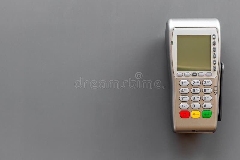 Payment Transactions with Pos Credit Card Terminal, Top View Stock ...