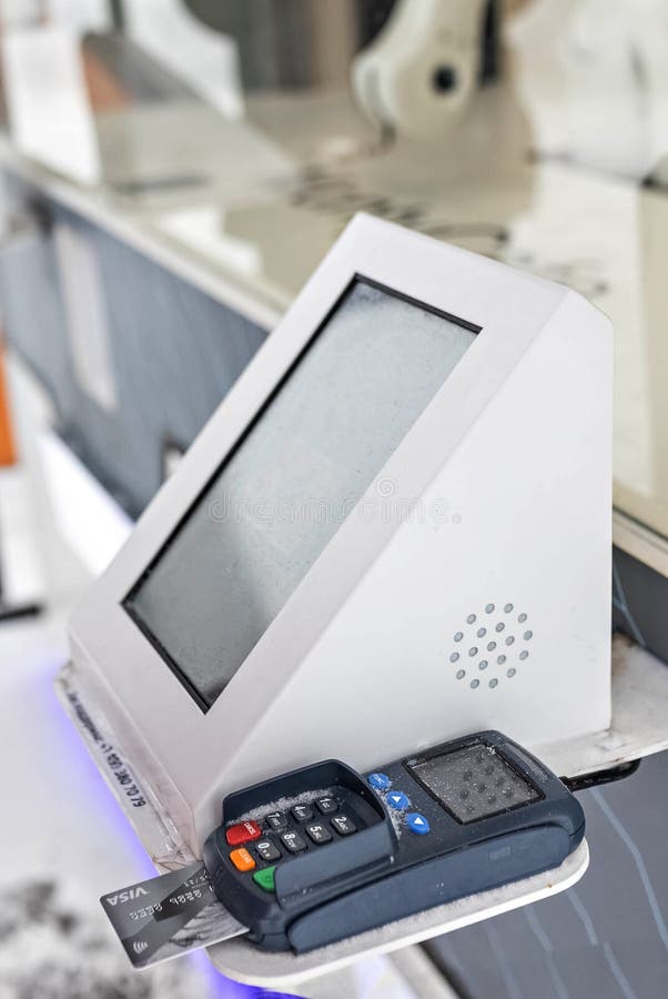 Payment Using a Debit Credit Bank Card Via a Payment Terminal Editorial ...