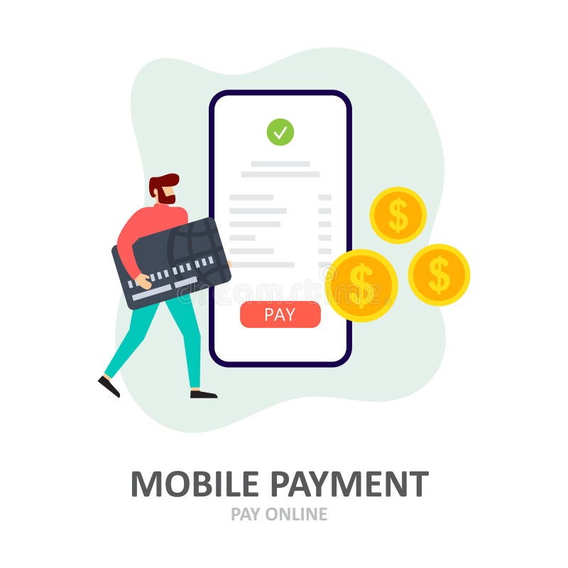 Payment Using a Smartphone, Mobile Payment, Online Banking Stock Vector ...