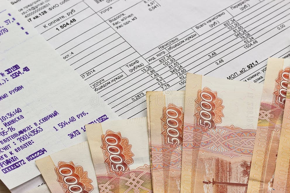 Payment of Utilities and Russian Money Stock Photo - Image of utility ...