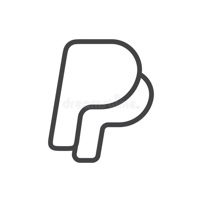 Paypal Icon Thin Outline Art Symbol Stock Vector - Illustration of ...