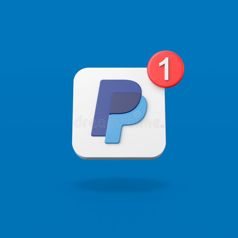 Paypal Logo with 1 Notification on Blue Background Editorial ...