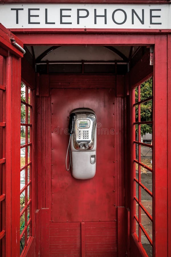 Payphone in a Red Telephone Box Stock Image - Image of cabin, retro ...