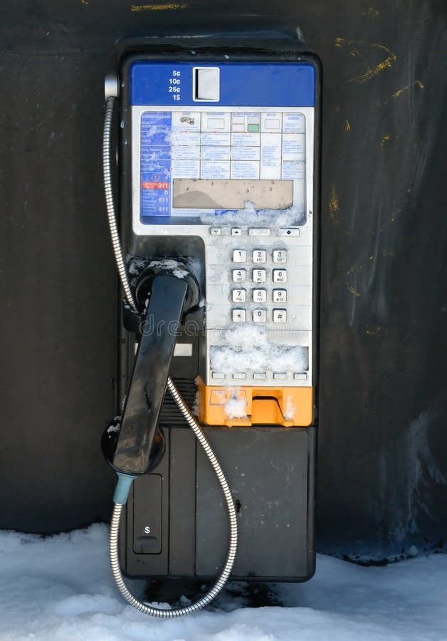 Payphone in Winter stock photo. Image of receiver, communicate - 1572330