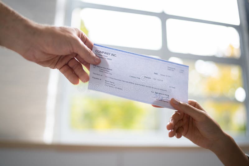 Payroll Cheque. Giving Paycheck Compensation Stock Image - Image of ...