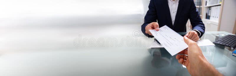 Payroll Cheque. Giving Paycheck Compensation Stock Photo - Image of ...