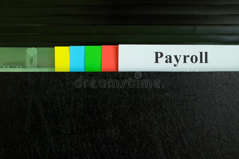 Payroll File in Black Binder Folder. Human Resources and Accounting ...