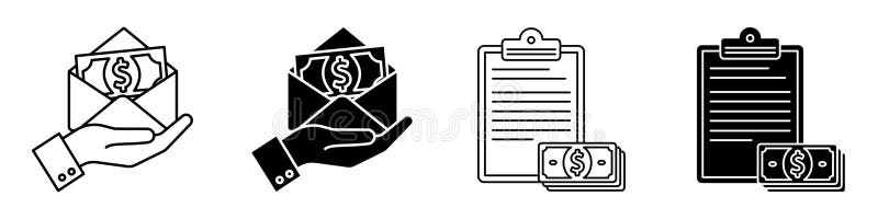 Payroll Icons Versions Set in Black Flat and Line Style Stock Vector ...