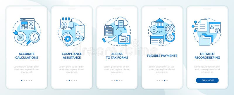 Payroll Management Software Pros Blue Onboarding Mobile App Screen ...