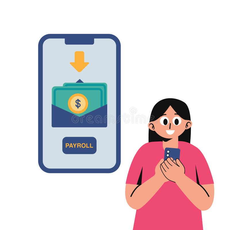 A Girl Payroll Payment Flat Style Illustration Stock Vector ...