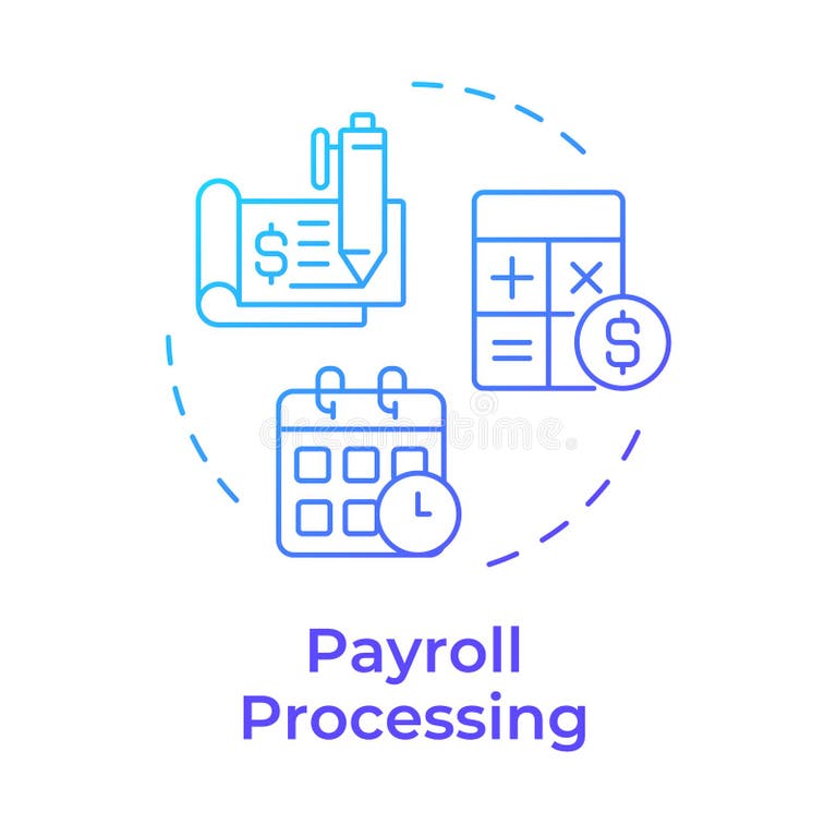 Payroll Processing Blue Gradient Concept Icon Stock Vector ...