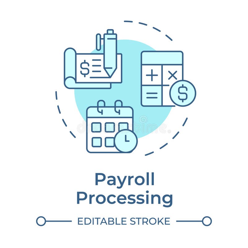 Payroll Processing Soft Blue Concept Icon Stock Illustration ...