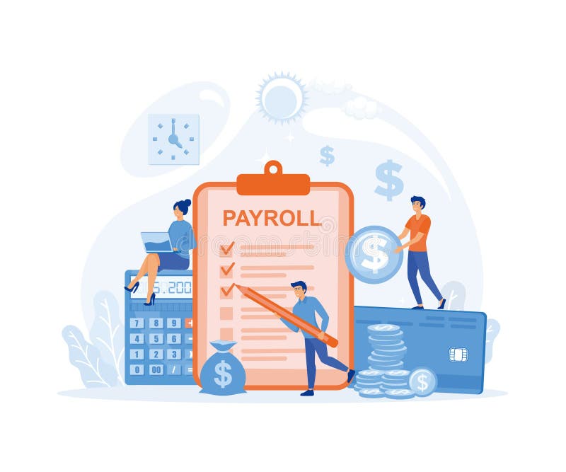 Payroll, Salary Payment with Tiny People Character Concept, Stock ...