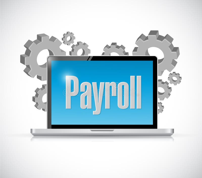 Payroll Tech Computer Sign Concept Stock Illustration - Illustration of ...