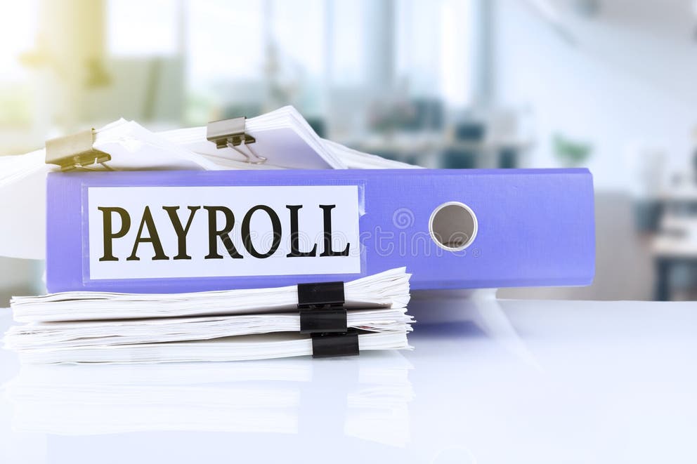 Payroll, the Term is Written on a Folder of Documents in Trendy Purple ...