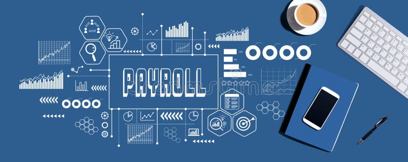 Payroll Theme with Computer Keyboard and Office Items Stock Photo ...